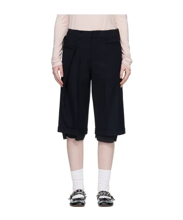 OPEN YY Wrap Over Layered Bermuda Shorts