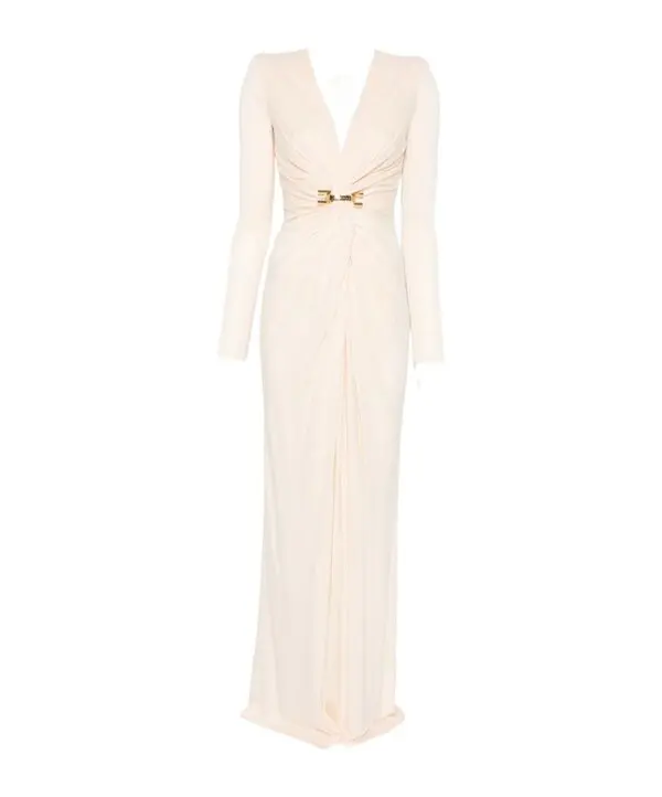 Elisabetta Franchi Draped Knot Long Dress