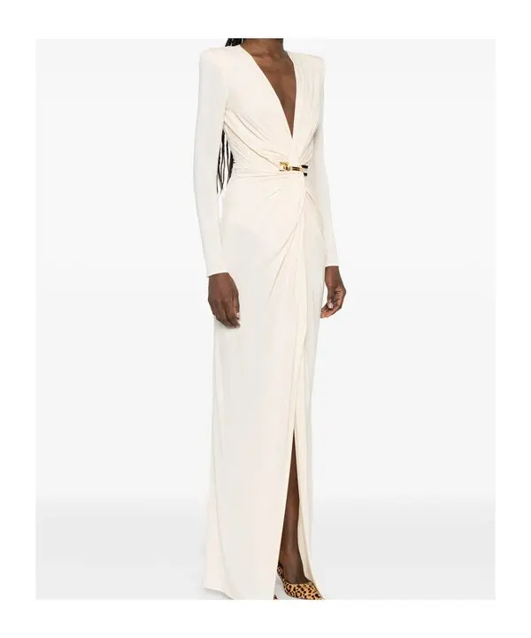 Elisabetta Franchi Draped Knot Long Dress