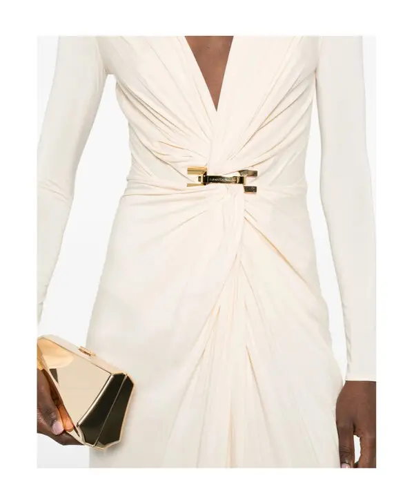 Elisabetta Franchi Draped Knot Long Dress