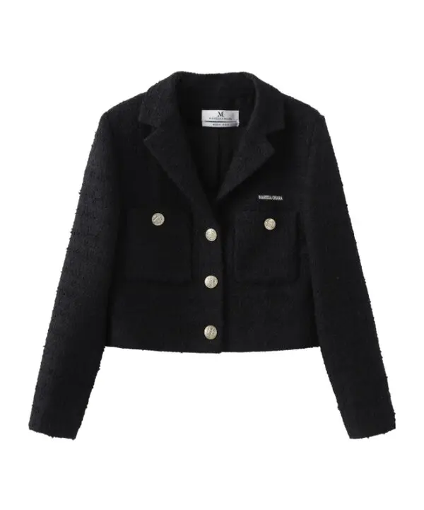 Marissa Chiara Long-sleeved Jacket With Lapel Collar And Front Pockets