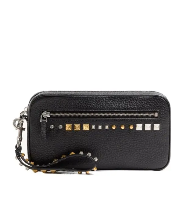 Valentino Garavani Rockstud Zip-up Pouch - Nero