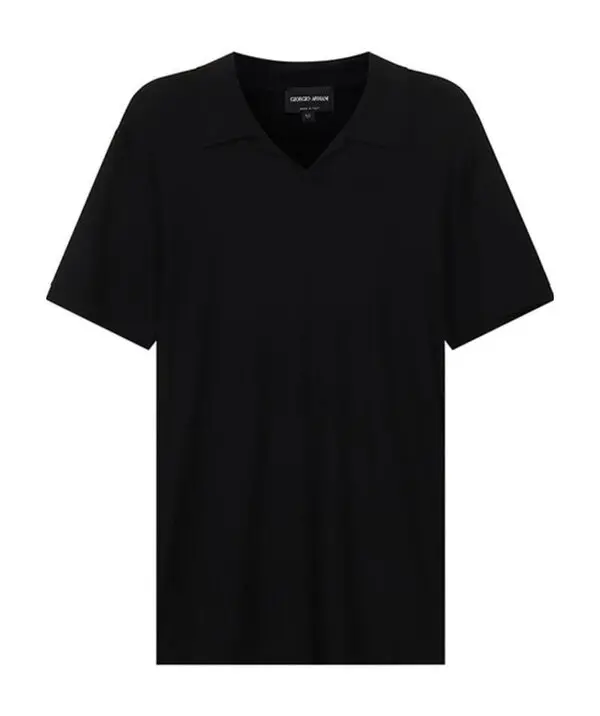 Giorgio Armani Stretch Short-sleeved Jersey Polo Shirt - Black