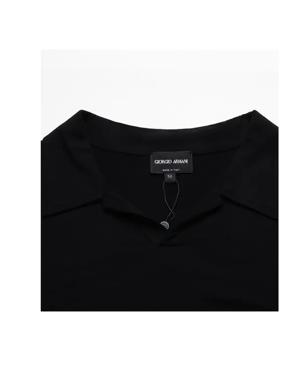 Giorgio Armani Stretch Short-sleeved Jersey Polo Shirt - Black