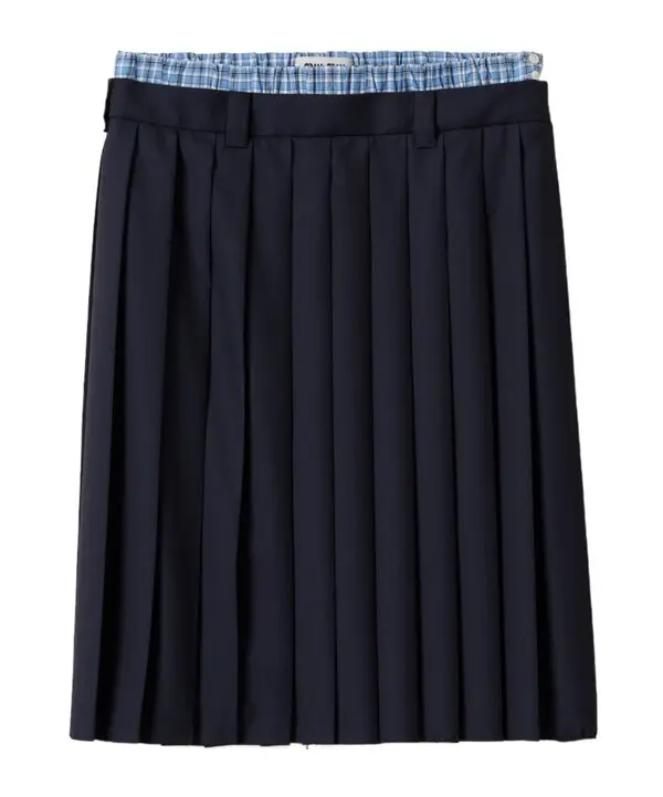 Miu Miu Pleated Batavia Midi Skirt