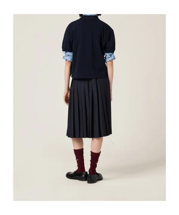 Miu Miu Pleated Batavia Midi Skirt