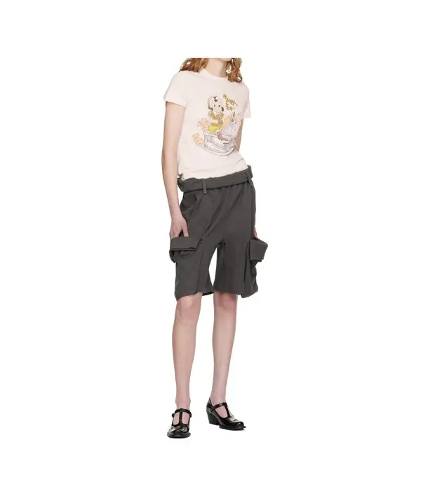 OPEN YY Ribbed Knit Crew Neck T-shirt With Logo Print