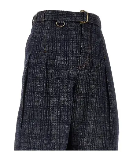 Burberry Wide-leg Checked Belted Trousers