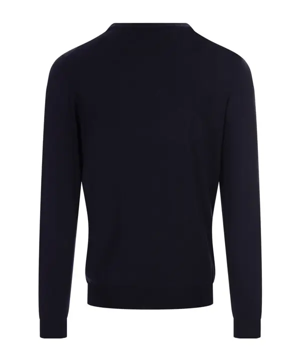 Fedeli Long-sleeved Sweater With Round Neck And Ribbed Details - Black