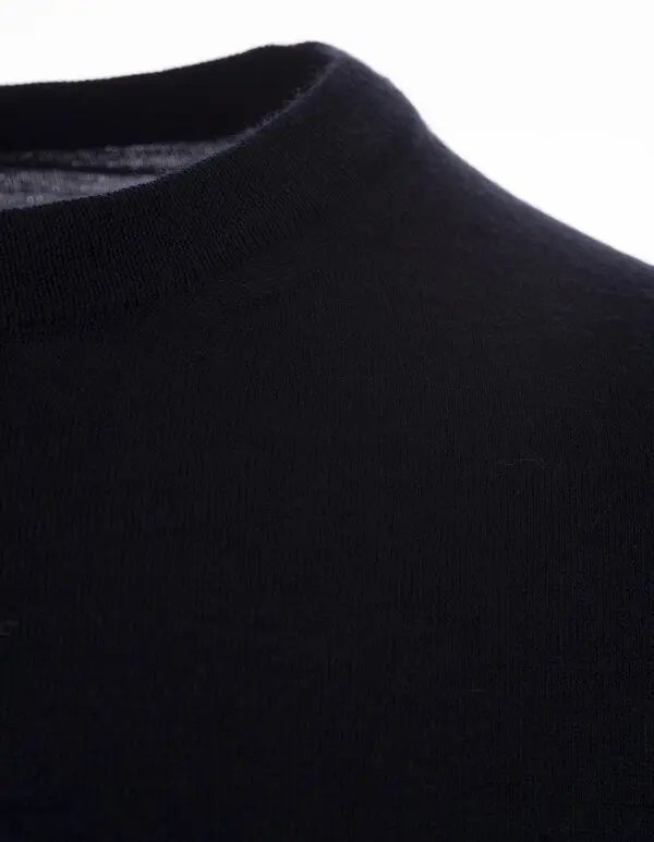 Fedeli Long-sleeved Sweater With Round Neck And Ribbed Details - Black