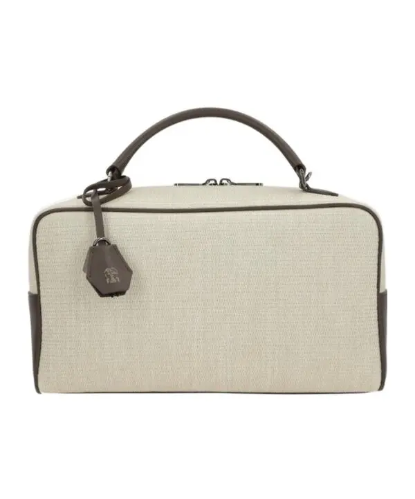 Brunello Cucinelli Leather-trimmed Tote Bag - Nude