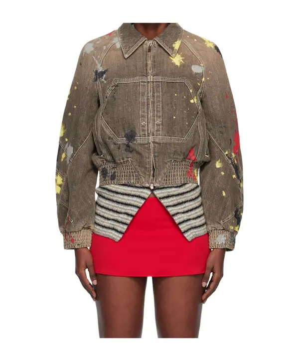KIKO KOSTADINOV Cropped Denim Jacket With Hand-painted Details