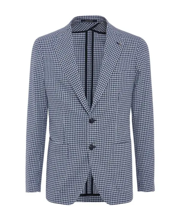 Tagliatore Checked Blazer With Notch Lapel - Blue