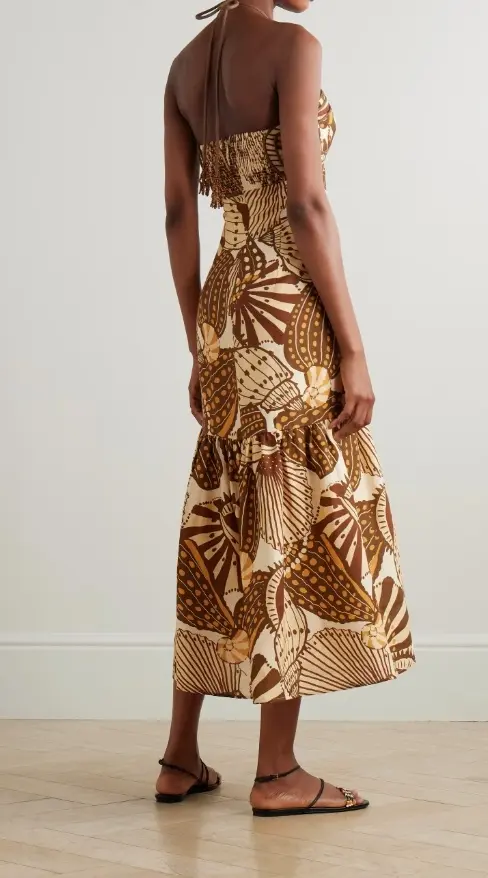 Farm Rio Halter Neck Maxi Dress With Graphic Print