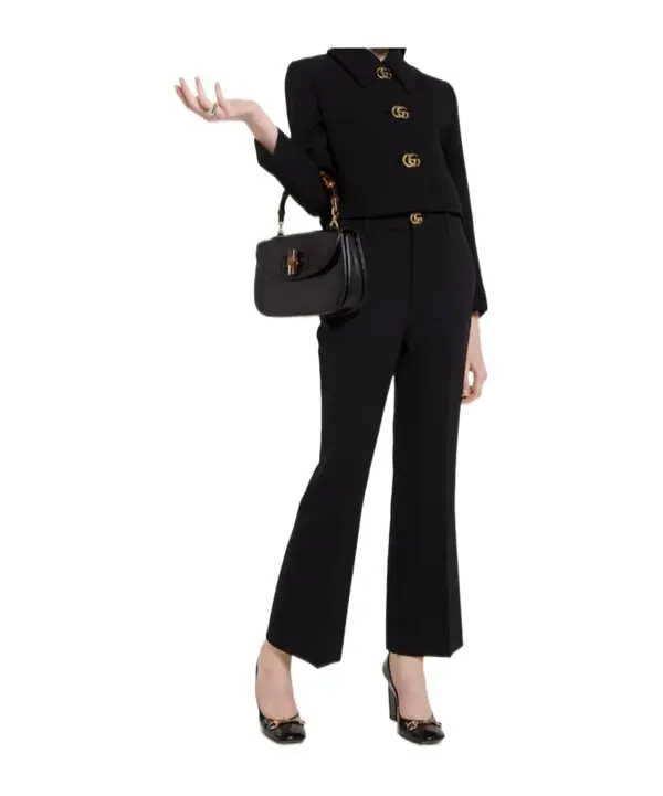 Gucci Crêpe Wool Pants With Double G Button