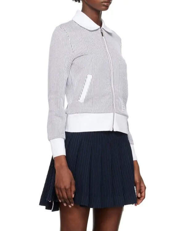 Thom Browne Zip-fastening Seersucker Jacket With Signature Stripes