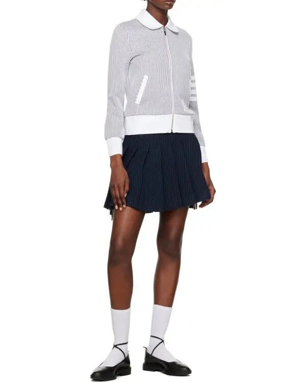 Thom Browne Zip-fastening Seersucker Jacket With Signature Stripes