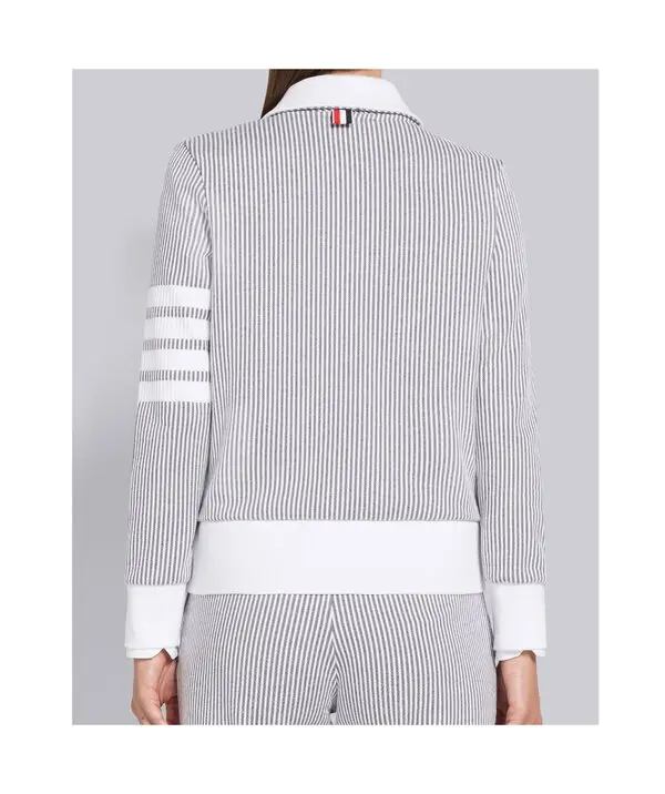 Thom Browne Zip-fastening Seersucker Jacket With Signature Stripes