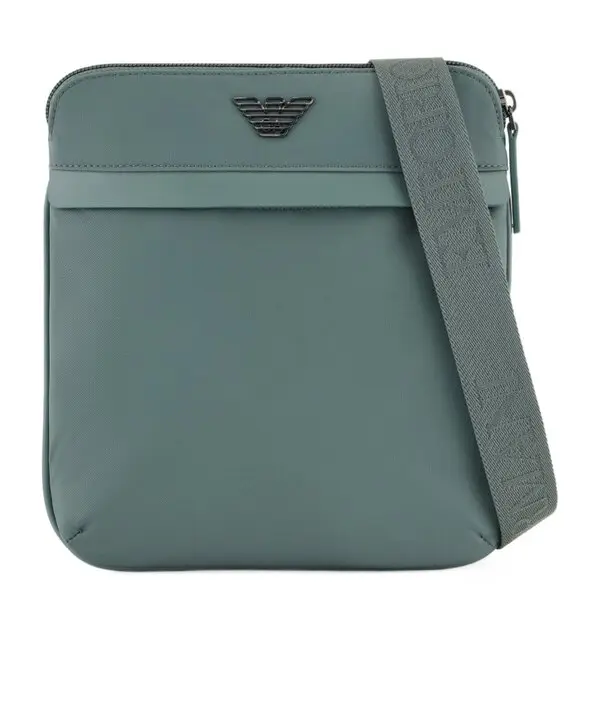 Emporio Armani Asv Recycled-nylon Flat Shoulder Bag - Green