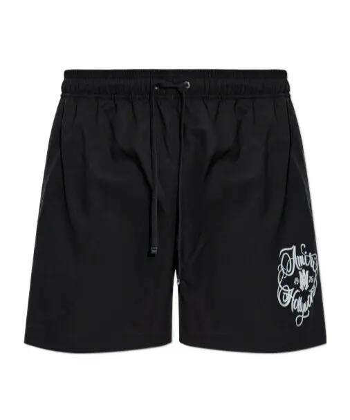 Amiri Printed Drawstring Swim Shorts - Black