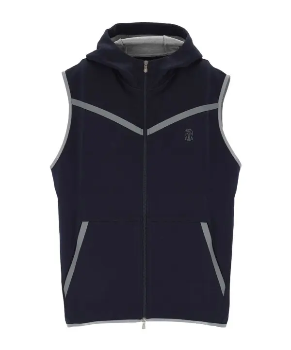 Brunello Cucinelli Logo Embroidered Gilet - Black