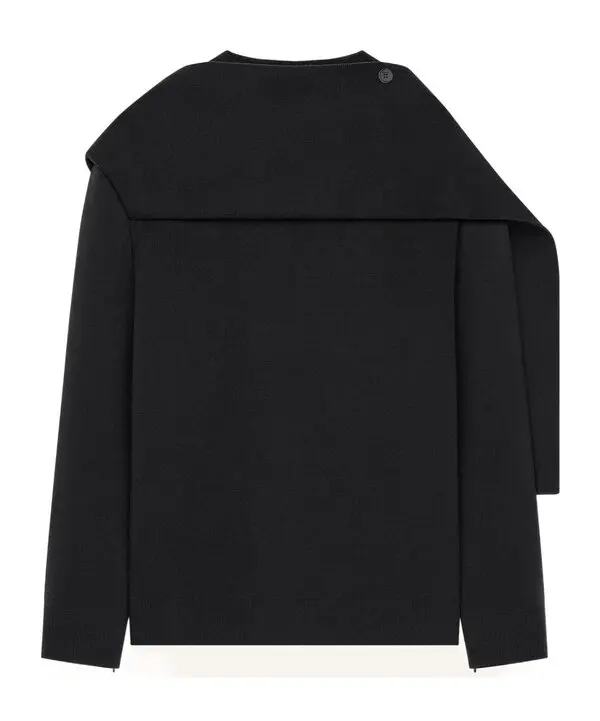 COURREGES Draped Wool Sweater - Black
