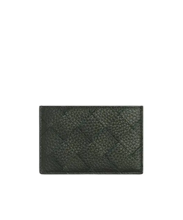 Bottega Veneta Intrecciato Logo Detailed Card Case - Dark Green