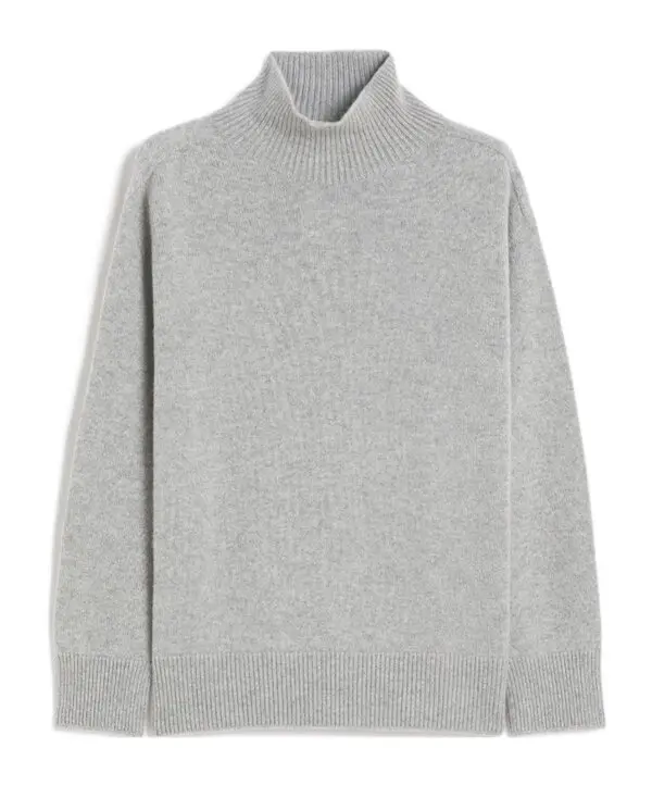 Max Mara High Neck Drop Shoulder Sweater - Light Gray