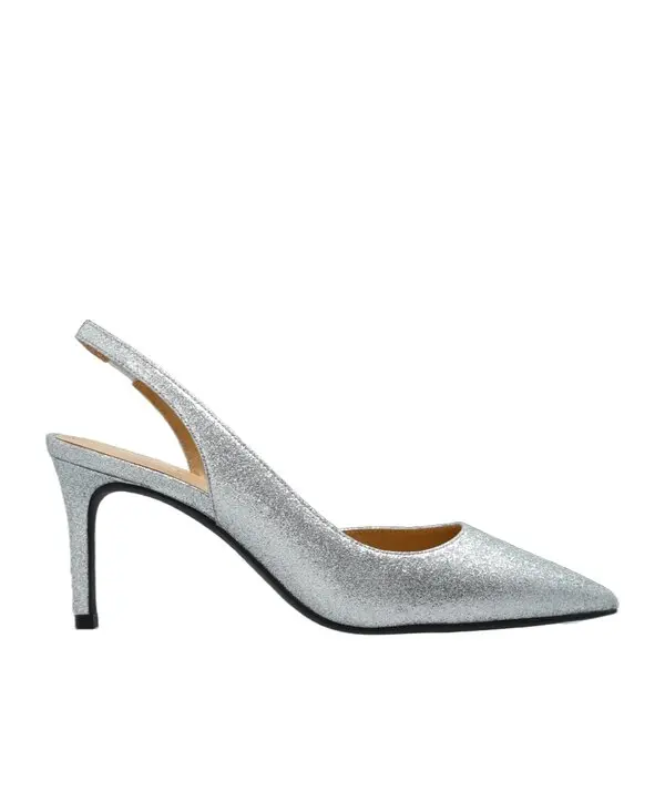 Michael Kors Alina Glitter Pointed Toe Slingback Pumps - Silver