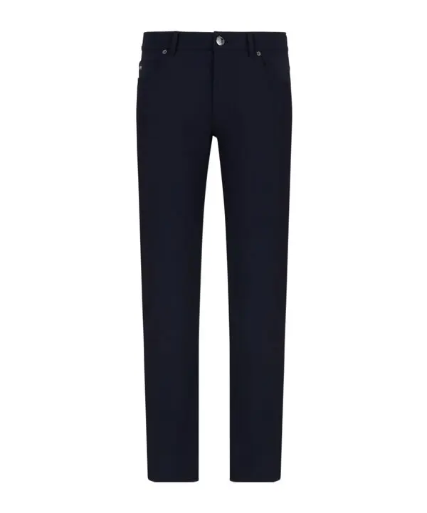 Emporio Armani Canneté Effect Trousers - Navy Blue