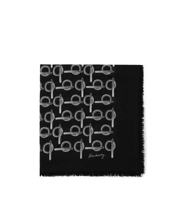 Burberry Skinny Reversible B Wool Scarf - Black