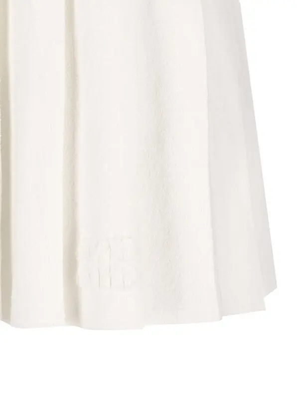Miu Miu Pleated Mini Skirt With Embroidered Logo - White