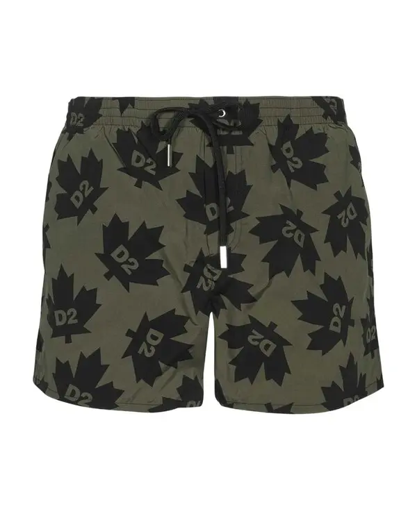 Dsquared2 Leaf Logo Print Swim Trunks - Green