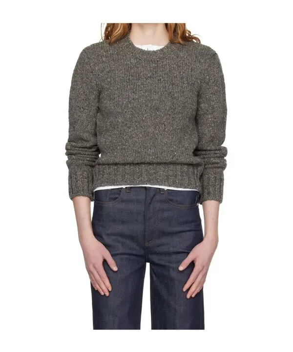 A.p.c. Wool Cropped Crew Neck Sweater - Light Gray