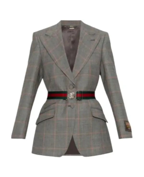 Gucci Checked Tailored Jacket With Striped Belt