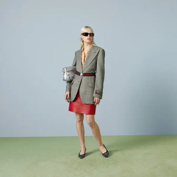 Gucci Checked Tailored Jacket With Striped Belt