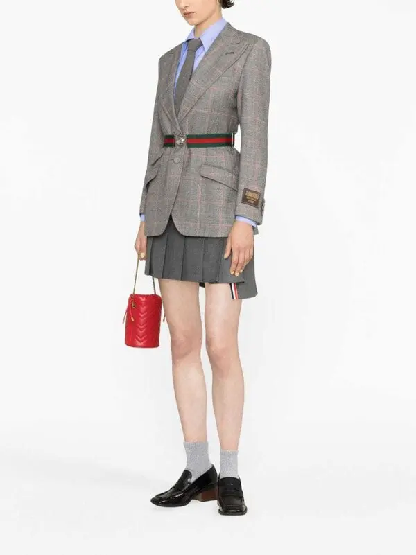 Gucci Checked Tailored Jacket With Striped Belt