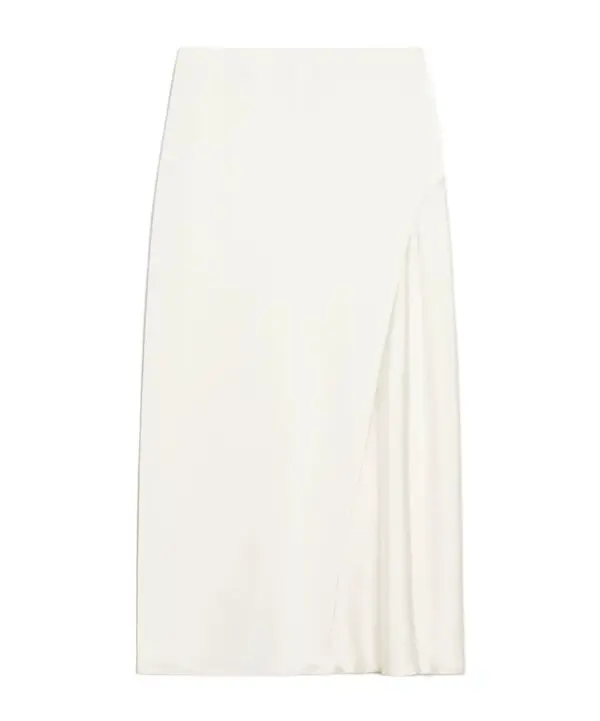 Max Mara Aia Satin Slide Slit Skirt - White
