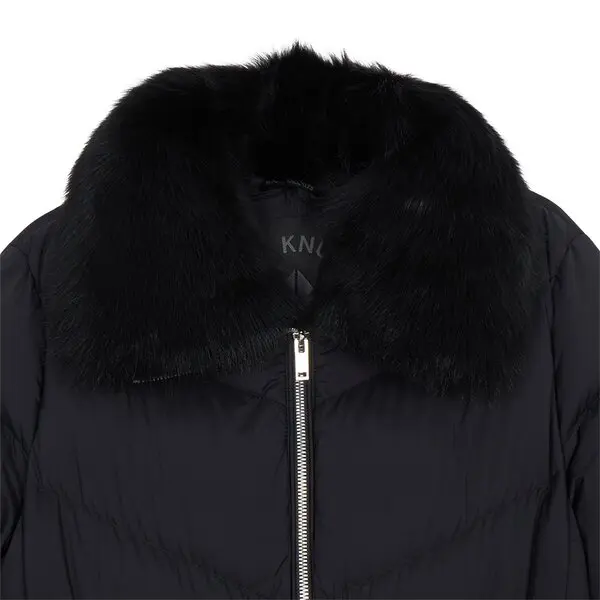 Moose Knuckles Long-sleeved Down Coat With Fur Trim