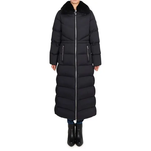 Moose Knuckles Long-sleeved Down Coat With Fur Trim