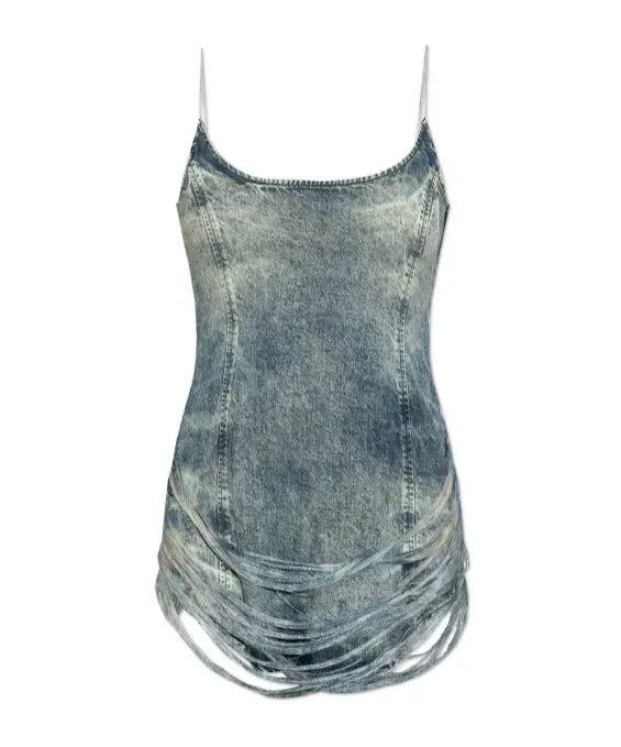 DIESEL® De-dra Frayed Detail Mini Dress - Blue