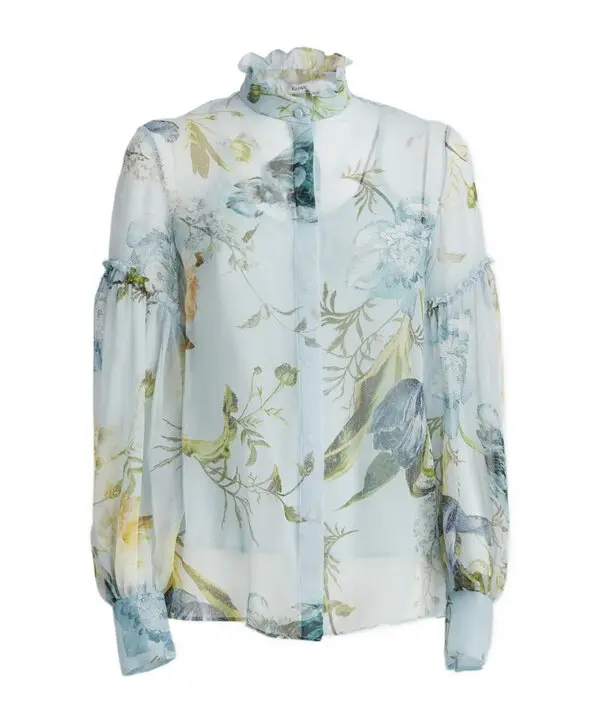 Erdem Floral Print Long Sleeve Shirt - Green