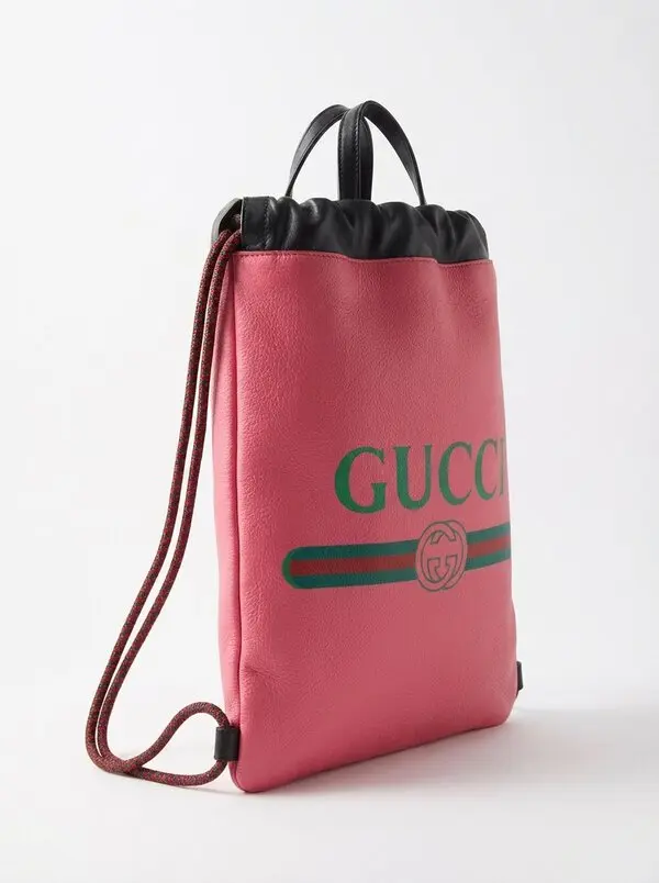 Gucci Logo Drawstring Shoulder Bag - Red