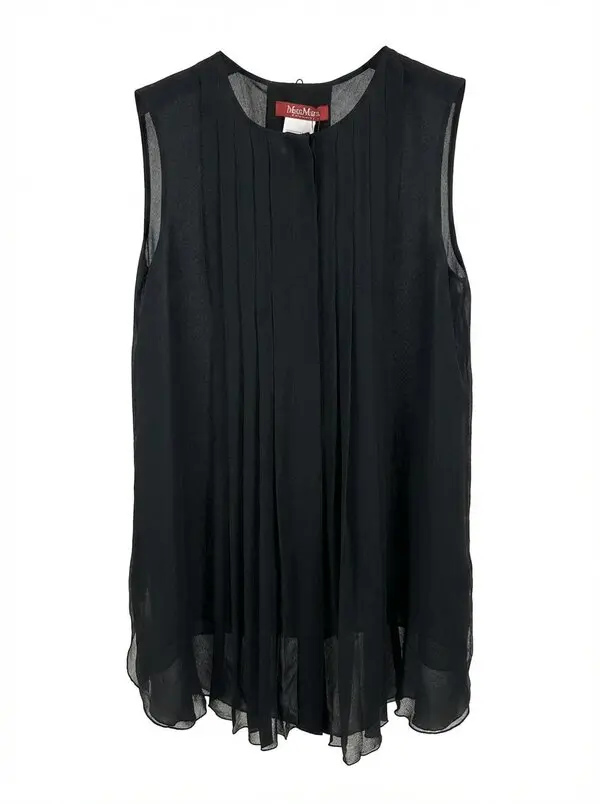 Max Mara Sleeveless Pleated Shirt - Black