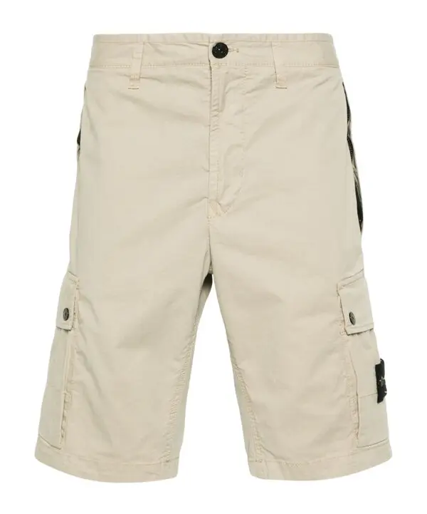 Stone Island Cargo Knee-length Shorts With Button Detailed Pockets - Sand-colored