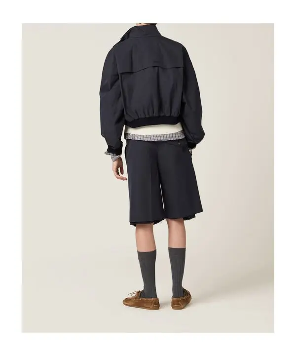 Miu Miu Cropped Zip-up Jacket With Embroidered Logo