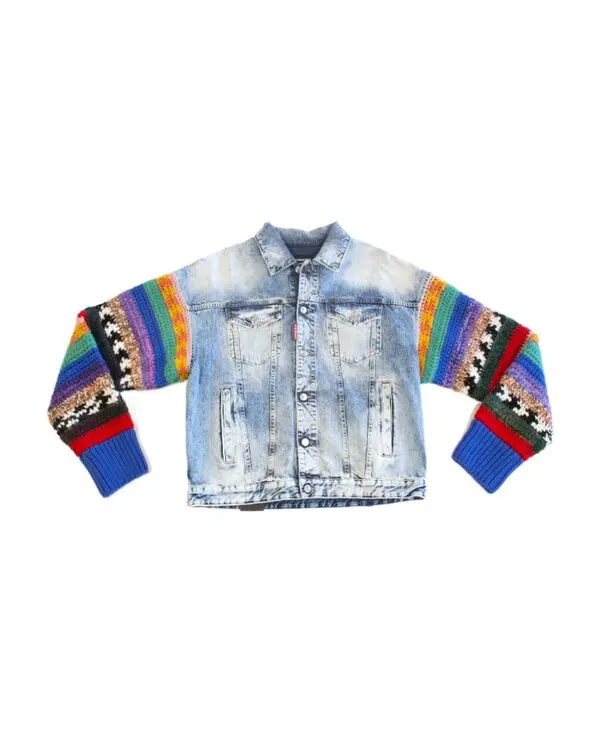 Dsquared2 Denim Jacket With Crochet Sleeves