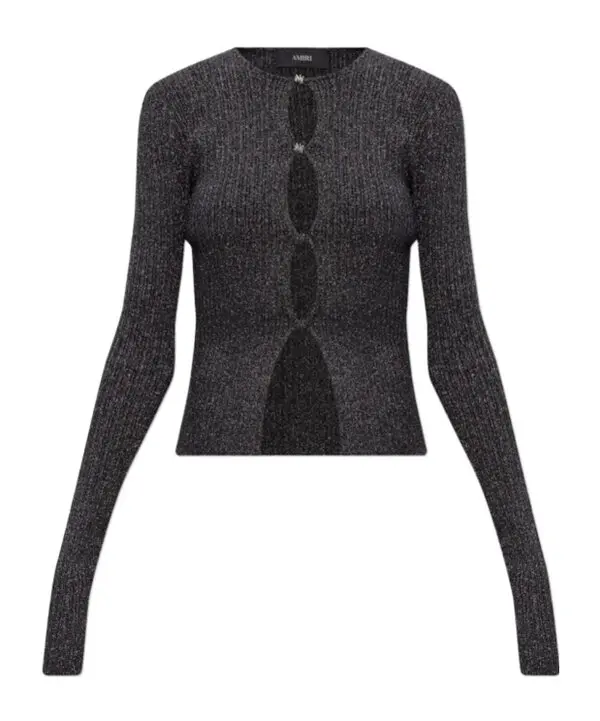 Amiri Cut-out Ribbed Knit Cardigan