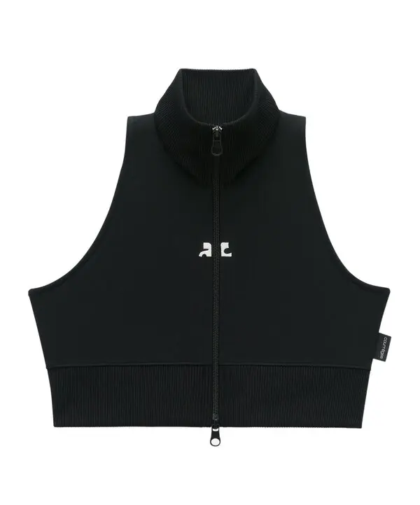 COURREGES Courrèges Interlock Tracksuit Cropped Vest - Black