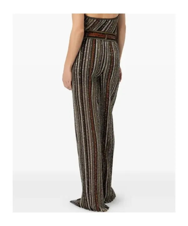Missoni Chevron Stripe Knit Lamé Sequined Trousers - Multicoloured